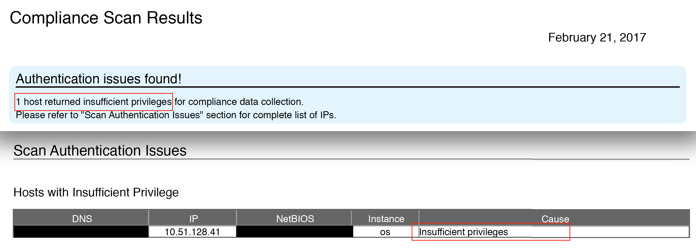 Policy Control Shows 'Insufficient Privileges' in Policy Report