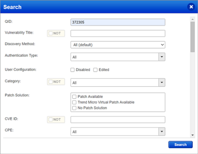 Search QID information in Qualys Vulnerability KnowledgeBase