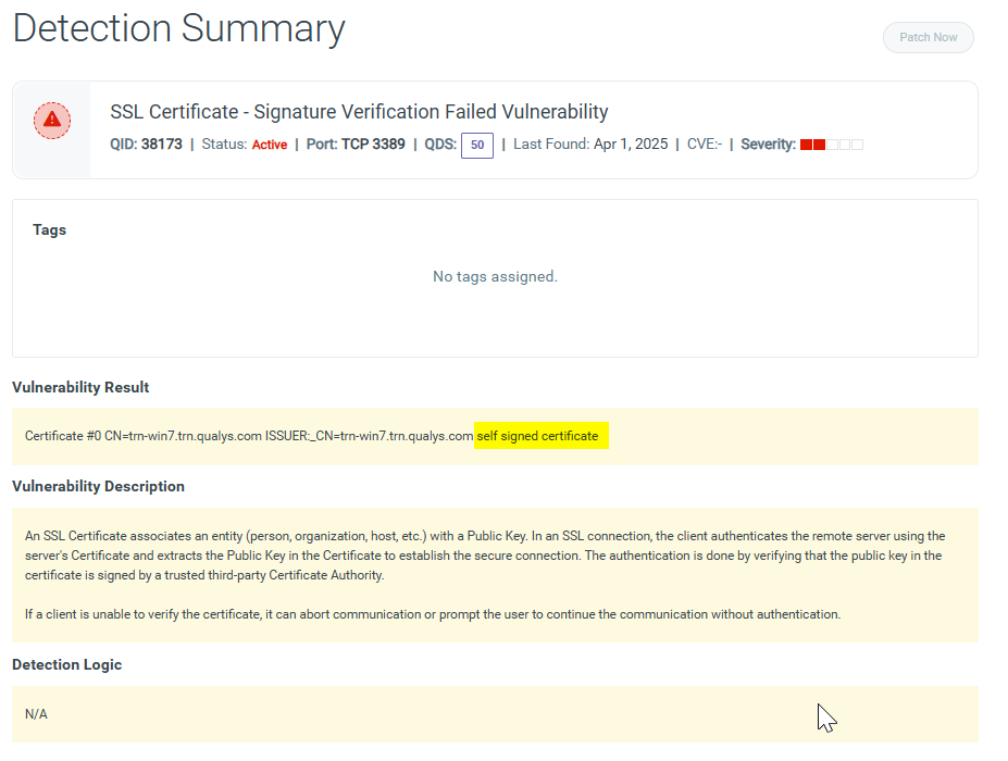QID 38173 (SSL Certificate - Signature Verification Failed Vulnerability) : Detection Mechanism ...